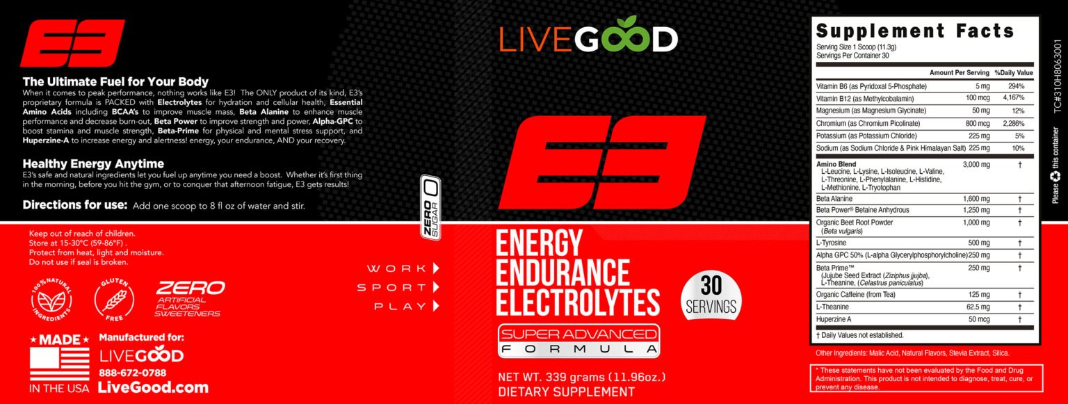 E3 - Energy, Endurance, Electrolytes - Livin Healthy For Life